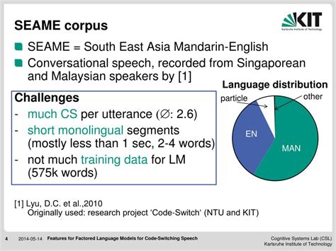 ppt features for factored language models for code switching speech