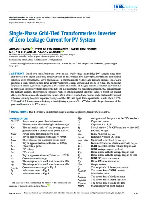 pdf single phase grid tied transformerless inverter of zero leakage
