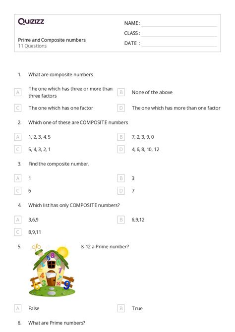 50 Prime And Composite Numbers Worksheets For 5th Class On Quizizz Free And Printable