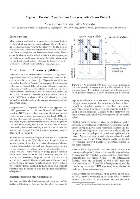 Pdf Segment Related Classification For Automatic Genre Detection