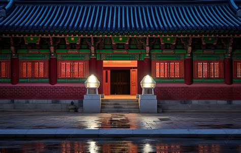 녹색 기와 지붕이 있는 빨강 및 녹색 벽돌 건물 건물 경복궁 고대 건축 배경 일러스트 및 사진 무료 다운로드 Pngtree