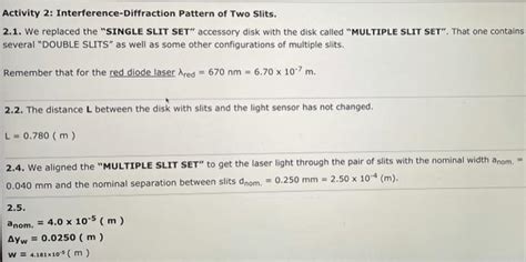 Solved Activity 2 Interference Diffraction Pattern Of Two