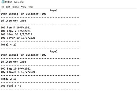 Datatable To Notepad With Value Repeat On Each Page With Line Break