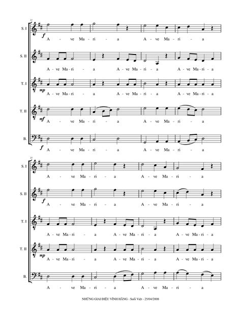 [sheet] Ave Maria 5 Bè Pdf Lời And Hợp âm Nốt Nhạc