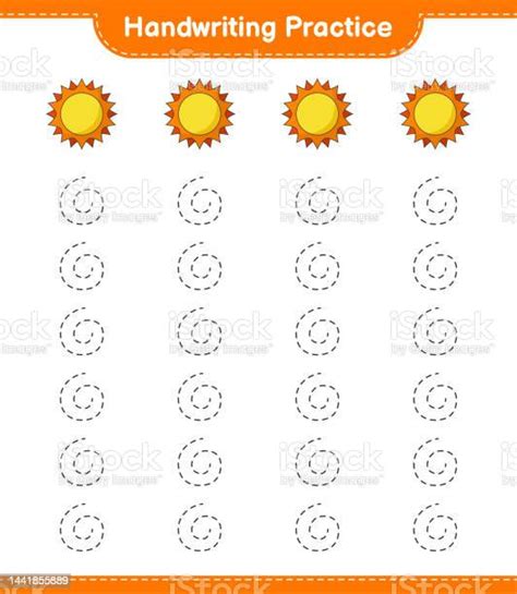 필기 연습 태양의 추적 라인 교육 어린이 게임 인쇄 워크시트 벡터 일러스트 레이 션 0명에 대한 스톡 벡터 아트 및 기타 이미지