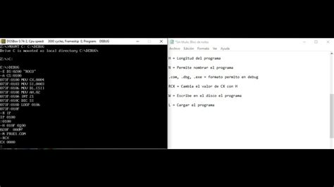 Como Guardar Y Abrir Programas En Debug Dosbox Explicado Paso A Paso