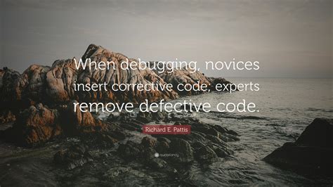 Richard E Pattis Quote “when Debugging Novices Insert Corrective