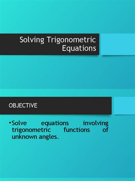Solving Trigonometric Equations Pdf