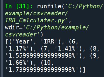 Python如何讀取csv檔 csv reader f 如何計算IRR numpy financial irr 免費下載IRR計算機 如何寫入csv檔 csv writer f