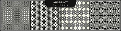 기하학적 이음새가 없는 라인 패턴 세트 아랍어 장식품이있는 흰색과 검은 색 배경 디자인을위한 패턴 배경 및 배경 화면 섬유 장식품 벡터 일러스트레이션 0명에 대한 스톡 벡터