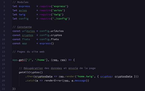 Créer un site web via Express js Axios Twig
