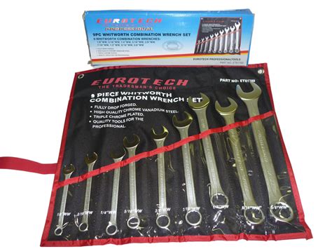 9 Piece Whitworth Combination Wrench Spanner Set Imperial Bsf