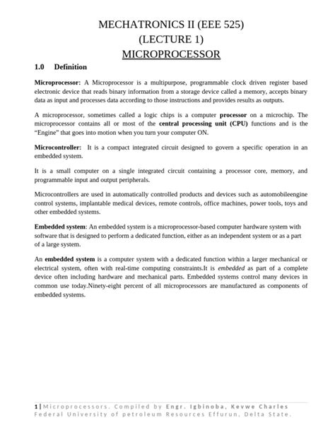 Microprocessor Eee 525 Lecture Note Pdf