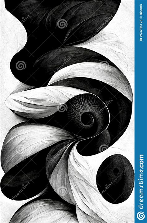 Modern Abstract Dynamic Shapes Black And White Background With Grainy Paper Texture Digital Art