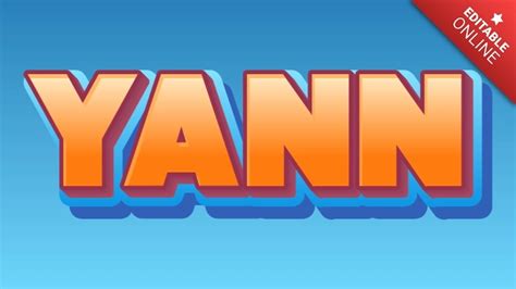 Yann Orange Blue Video Game 3d Text Effect Generator