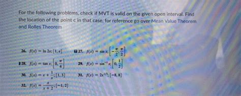 Solved For The Following Problems Check If Mvt Is Valid On