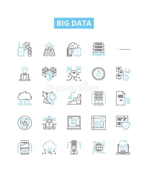 Big Data Vector Line Icons Set Hadoop Analytics Mining Machine