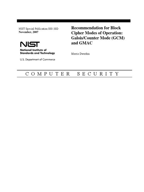 Recommendation For Block Cipher Modes Of Operation Galois Counter Recommendation For Block Cipher Modes Of Operation Galois Counter