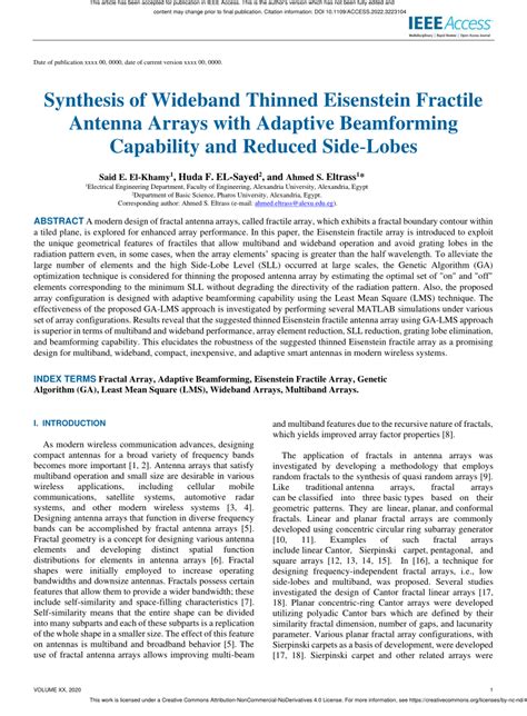 Pdf Synthesis Of Wideband Thinned Eisenstein Fractile Antenna Arrays With Adaptive Beamforming