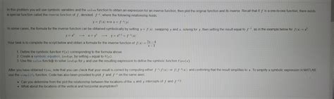 Solved In This Problem You Will Use Symbolic Variables And