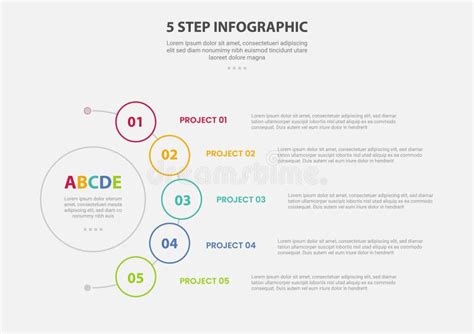 5 Points Template Infographic Outline Style With 5 Point Stage Or Step Template With Half Circle