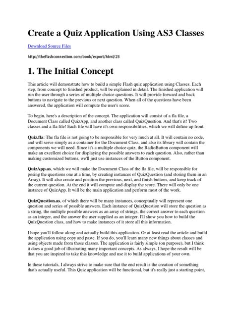 Building A Quiz Application Using As3 Classes A Step By Step Guide To