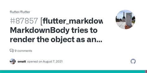 Fluttermarkdown Markdownbody Tries To Render The Object As An Image · Issue 87857 · Flutter