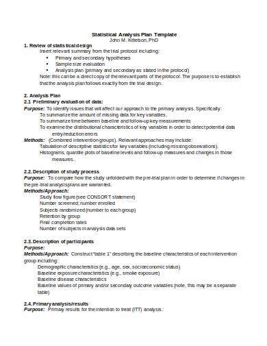 Free 9 Sample Statistical Analysis Plan Templates In Pdf Ms Word