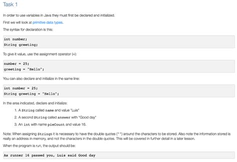 Solved Task In Order To Use Variables In Java They Must Chegg