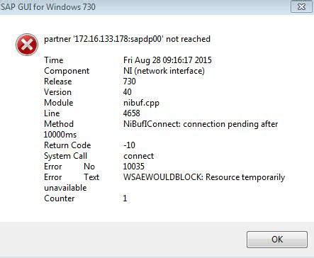 SAP GUI Log On Error No WSAEWOULDBLOCK SAP Community