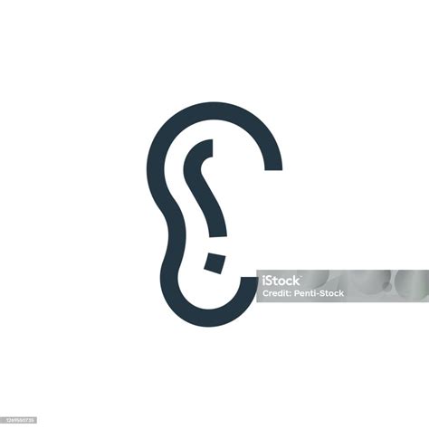 흰색 배경에 격리된 이어 벡터 아이콘입니다 개요 웹 사이트 디자인 및 모바일 응용 프로그램 개발을위한 얇은 라인 귀 아이콘 얇은 선 귀 윤곽선 아이콘 벡터