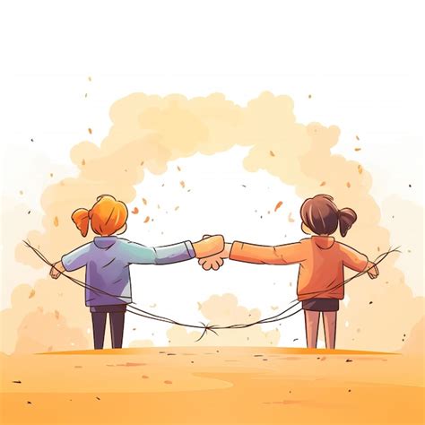 Cartoon People Holding Hands