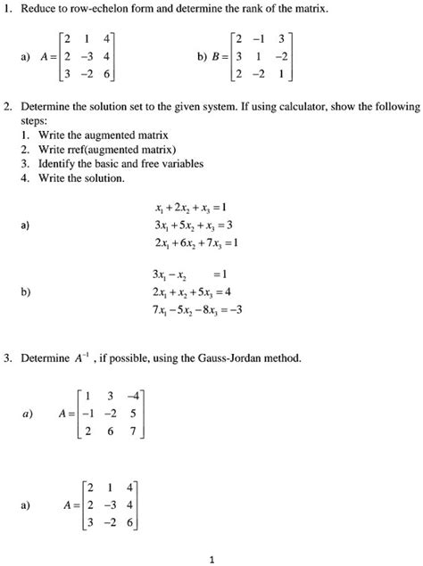 solved reduce to row echelon form and determine the rank of the matrix