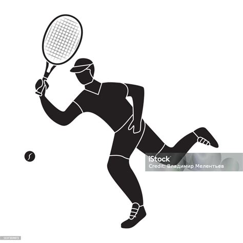 검은 실루엣 테니스 선수 남자 라켓으로 공을 타격 밖에서 놀고 있는 젊은 남자 Championship에 대한 스톡 벡터 아트 및 기타 이미지 Championship