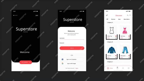Premium Vector Free Vector Fashion Shopping App User Interface Template Ui Kit