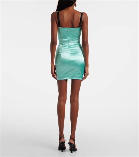 Bustier Satin Dress In Green Dolce Gabbana Mytheresa