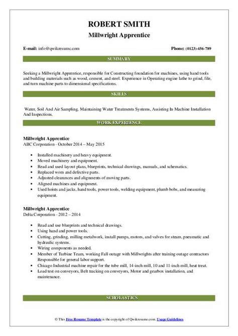 10 Millwright Apprentice Resume Samples And Templates For 2025