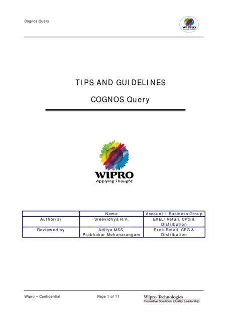Cognos Query Tips And Guidelines Pdf Metadata Information Retrieval