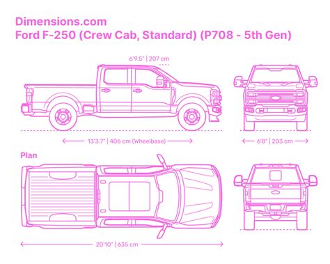 Ford F 150 Supercab Standard Bed P702 14th Gen Dimensions And Drawings