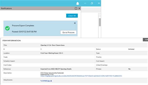 Procore Export To Procore Openings Studio Knowledge Base