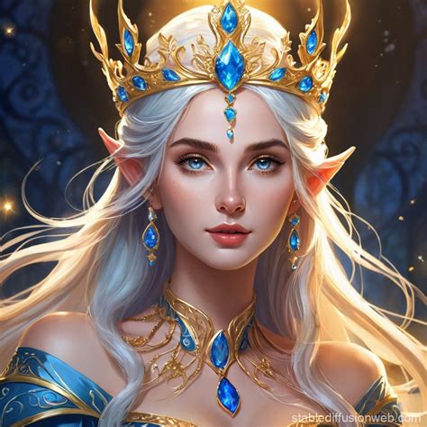 Elven Queen Illustration Stable Diffusion Online