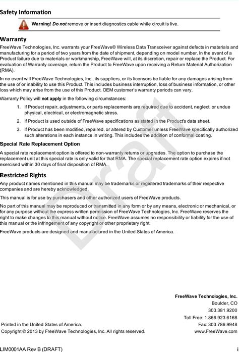 Freewave Technologies Amm0300at Dss Transceiver User Manual My