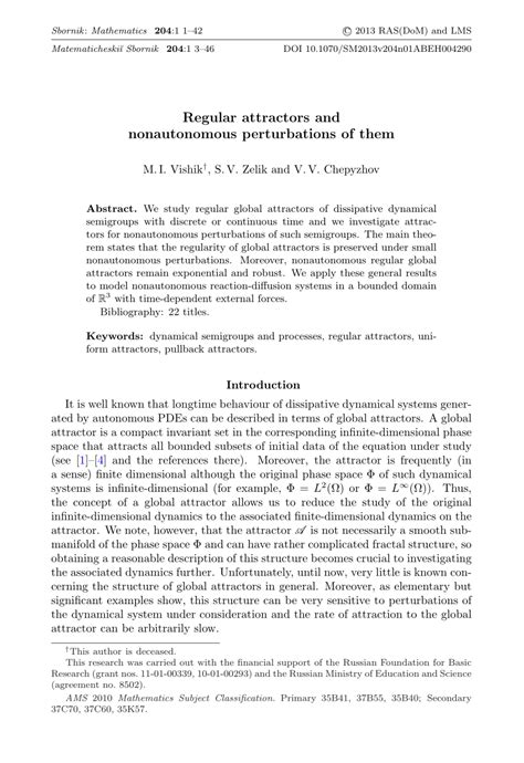 Pdf Regular Attractors And Nonautonomous Perturbations Of Them