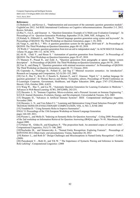 Semantic Based Automatic Question Generation Using Artificial Immune