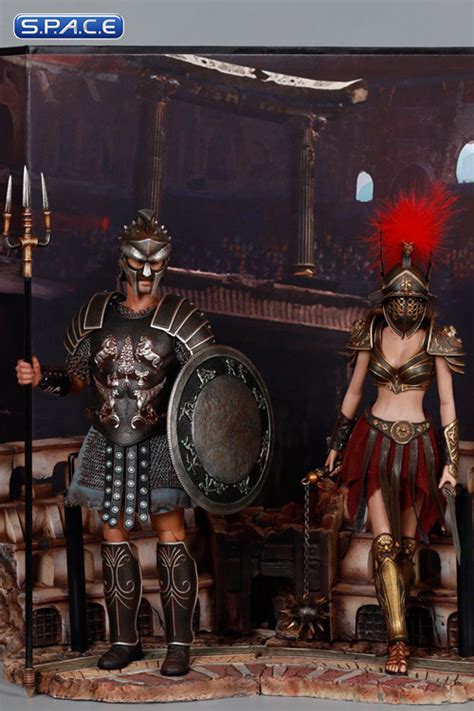 16 Scale Gladiatrix With Red Crista And Gladiator Decimus Set Space Space Figurende