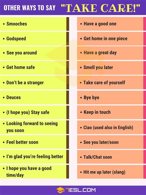 40 Ways To Say Take Care In English Formal And Informal 7ESL