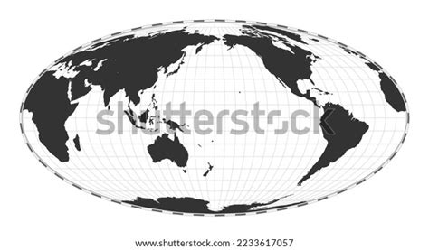 Vector World Map Equalarea Pseudocylindrical Mollweide Stock Vector