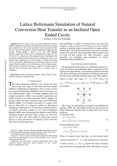 Pdf Lattice Boltzmann Simulation Of Natural Convection Heat Transfer In An Inclined Open Ended