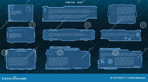 Set Of User Interface Elements In The Style Of Hud Gui Ui Vector Frames Callouts With Text