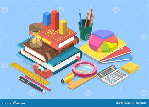 3d Isometric Flat Vector Illustration Of Math School Subject Stock Vector Illustration Of